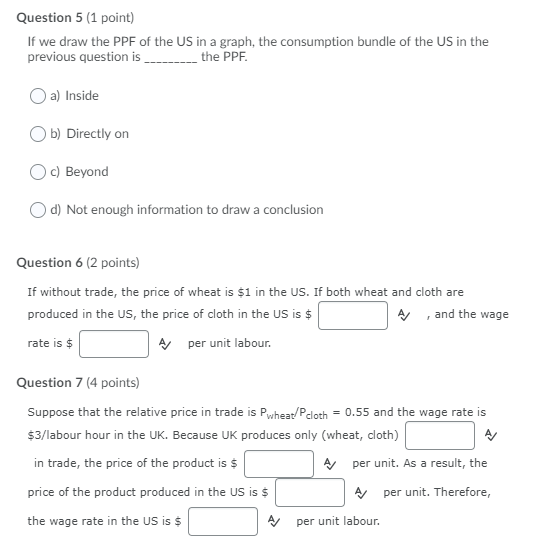 Solved The following table shows units of wheat and cloth | Chegg.com