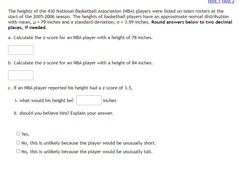 Solved The heights of the 430 National Basketball | Chegg.com