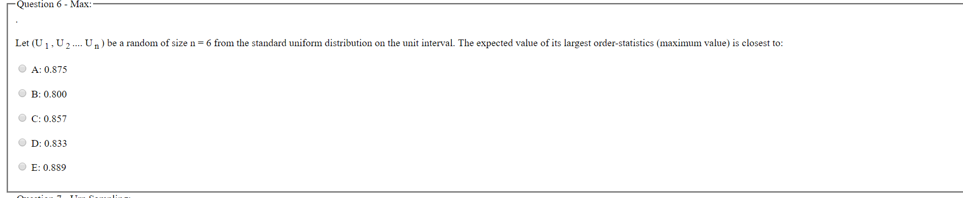 Solved -Question 6 - Max: Let (U1, U2.... Un be a random of | Chegg.com