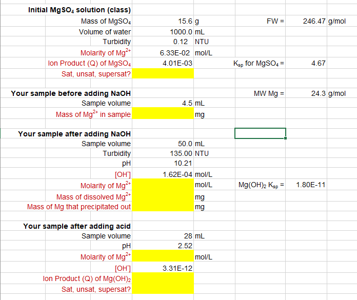 Initial MgSO4 solution (class) | Chegg.com