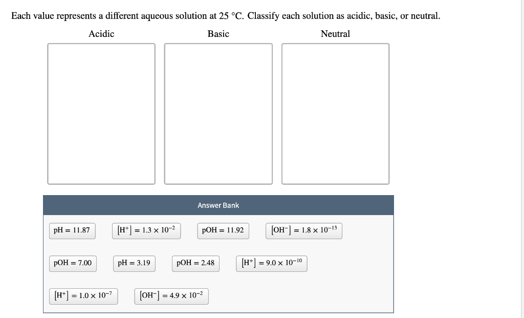 Solved Each value represents a different aqueous solution at | Chegg.com