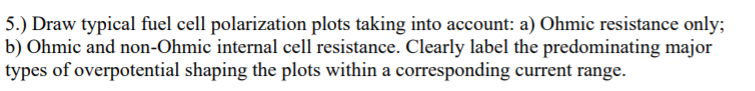 Solved 5.) Draw typical fuel cell polarization plots taking | Chegg.com