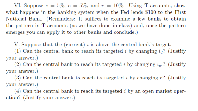 Solved Money and Banking exercise | Chegg.com