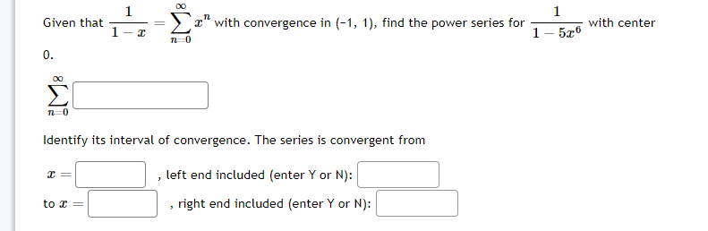 Solved Given that 1−x1=∑n=0∞xn with convergence in (−1,1), | Chegg.com