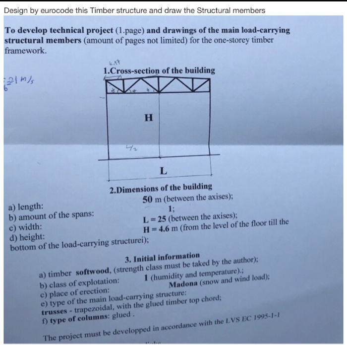 Design by eurocode this Timber structure and draw the | Chegg.com