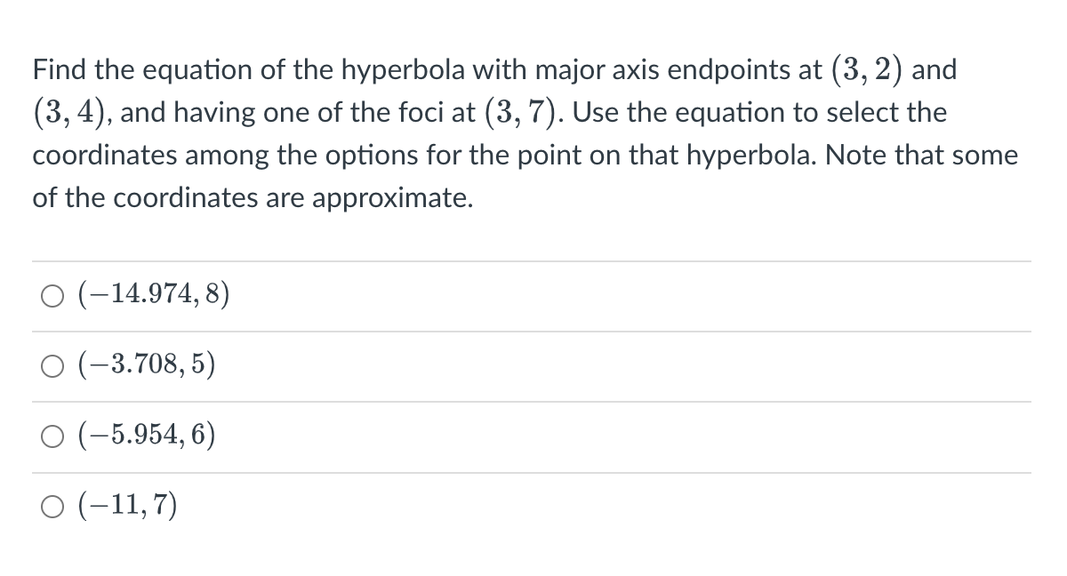 Solved Find the equation of the hyperbola with major axis | Chegg.com