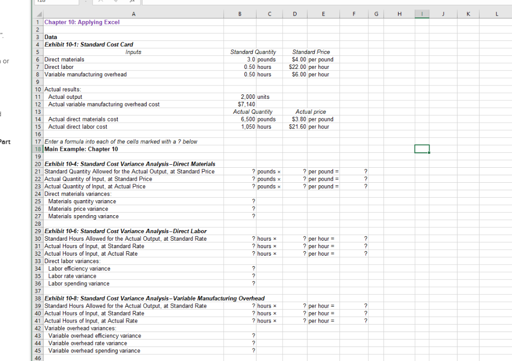 Solved Chapter 10: Applying Excel 3 Data 4 Exhibit 10-1: | Chegg.com