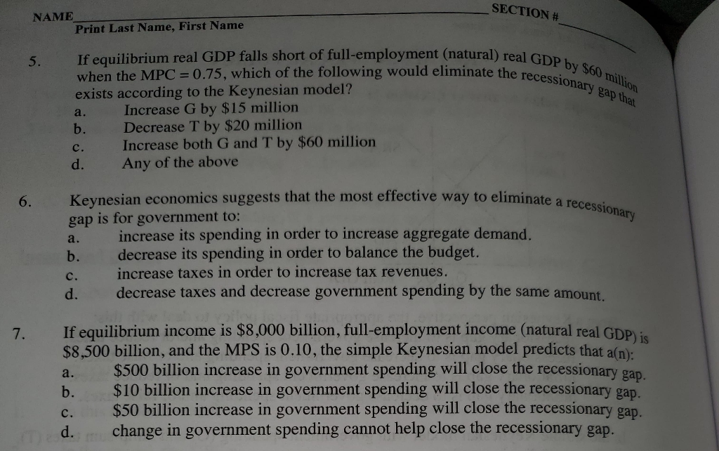 Solved SECTION # NAME Print Last Name, First Name If | Chegg.com