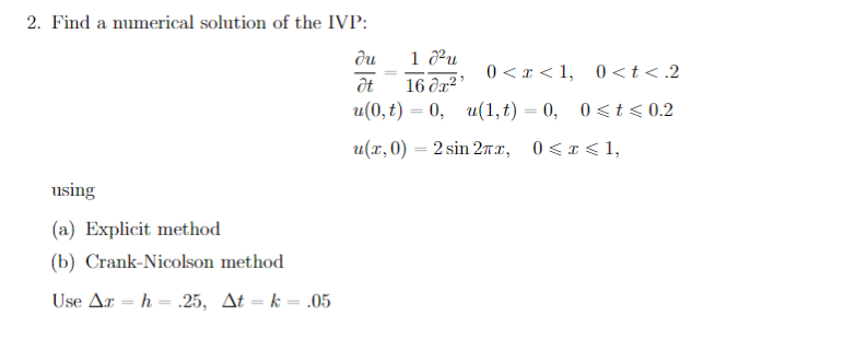 Solved 2. Find a numerical solution of the IVP: | Chegg.com