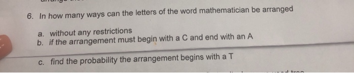 Solved 6. In how many ways can the letters of the word | Chegg.com