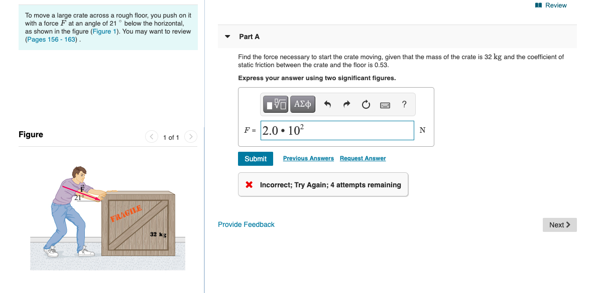 Solved 11 Review To move a large crate across a rough floor, | Chegg.com
