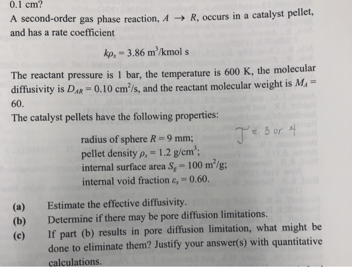 Solved 0.1 cm? A second-order gas phase reaction, A -R, | Chegg.com
