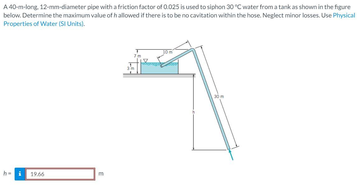 Solved A 40-m-long, 12-mm-diameter pipe with a friction | Chegg.com