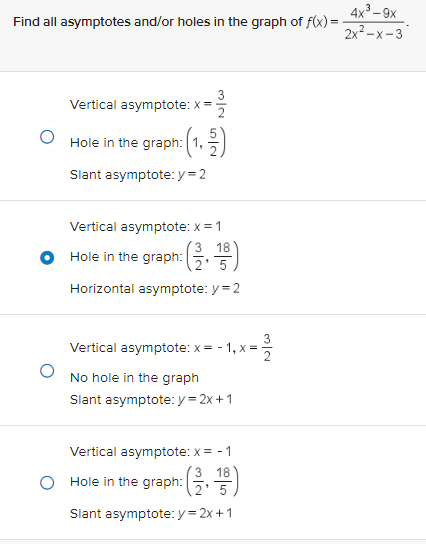 Solved Find all asymptotes and/or holes in the graph of | Chegg.com