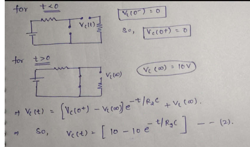Solved Why is Vc(0+) and Vc(0-) 0 and Vc(inf) is 10 Volts? | Chegg.com