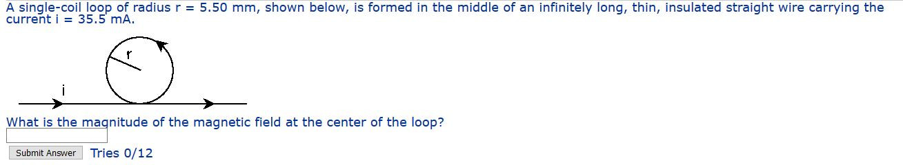 Solved A single-coil loop of radius r = 5.50 mm, shown | Chegg.com