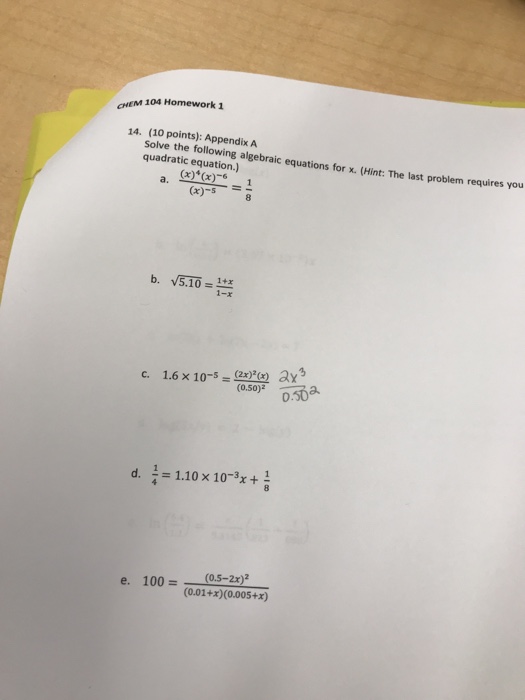 Solved CHEM 104 Homework 1 14. (10 points): Appendix A solve | Chegg.com