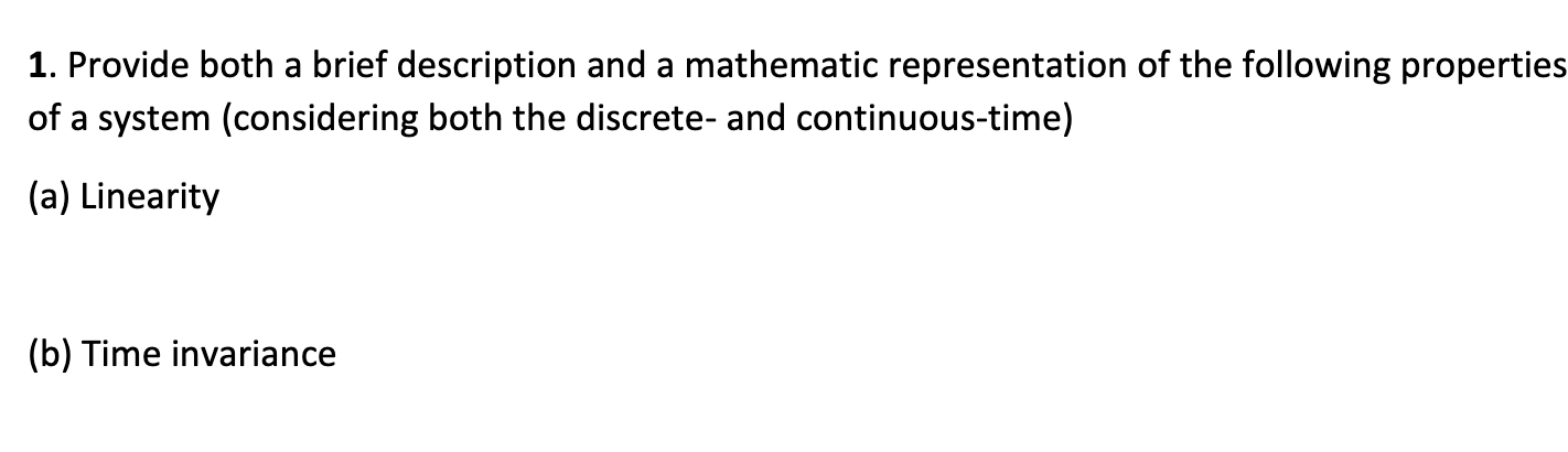 Solved 1. Provide both a brief description and a mathematic | Chegg.com