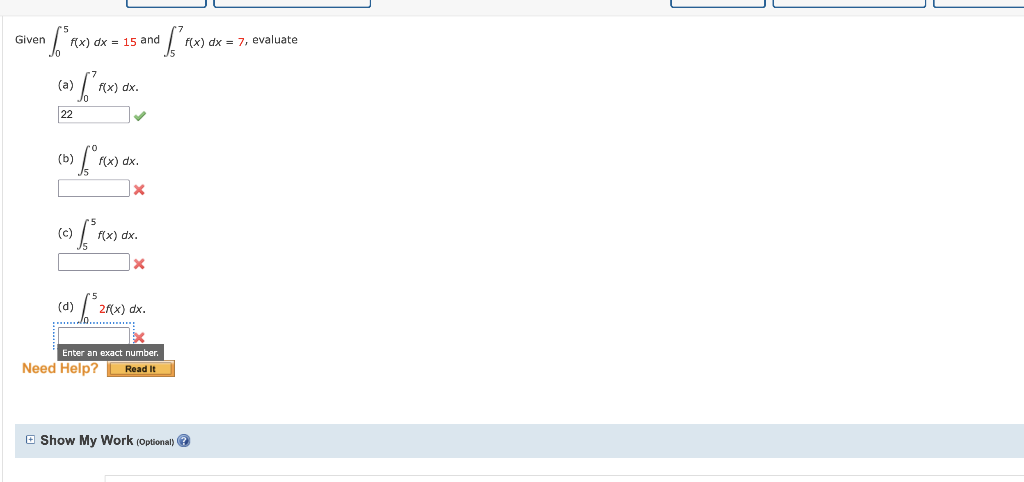 Solved Given f(x) dx = 15 and f? f(x) dx = 7, evaluate (a) | Chegg.com