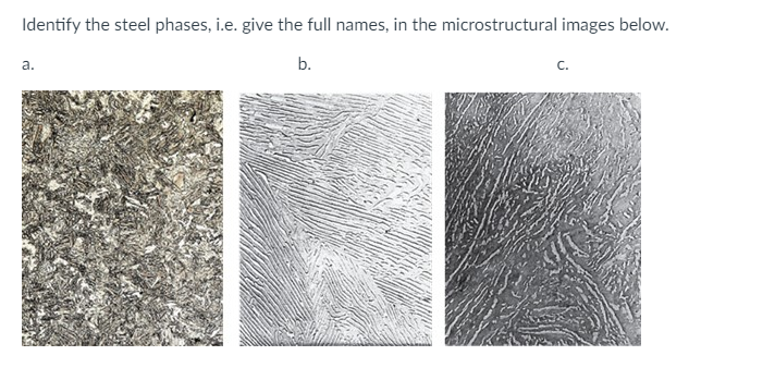 Solved Identify the steel phases, i.e. give the full names, | Chegg.com