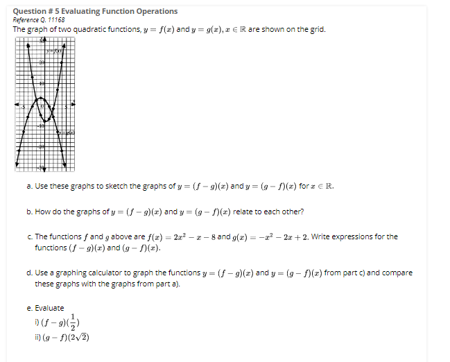 Solved Question 5 Evaluating Function Operations Reference