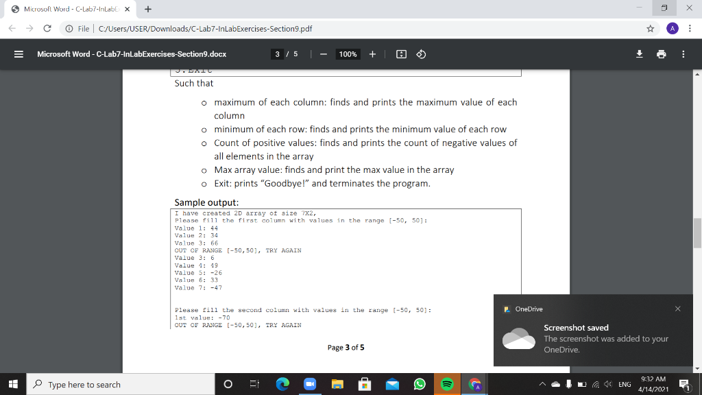 Solved Microsoft Word - C-Lab7-InLabEX + X File | Chegg.com