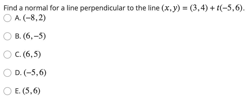 Solved Find a normal for a line perpendicular to the line | Chegg.com