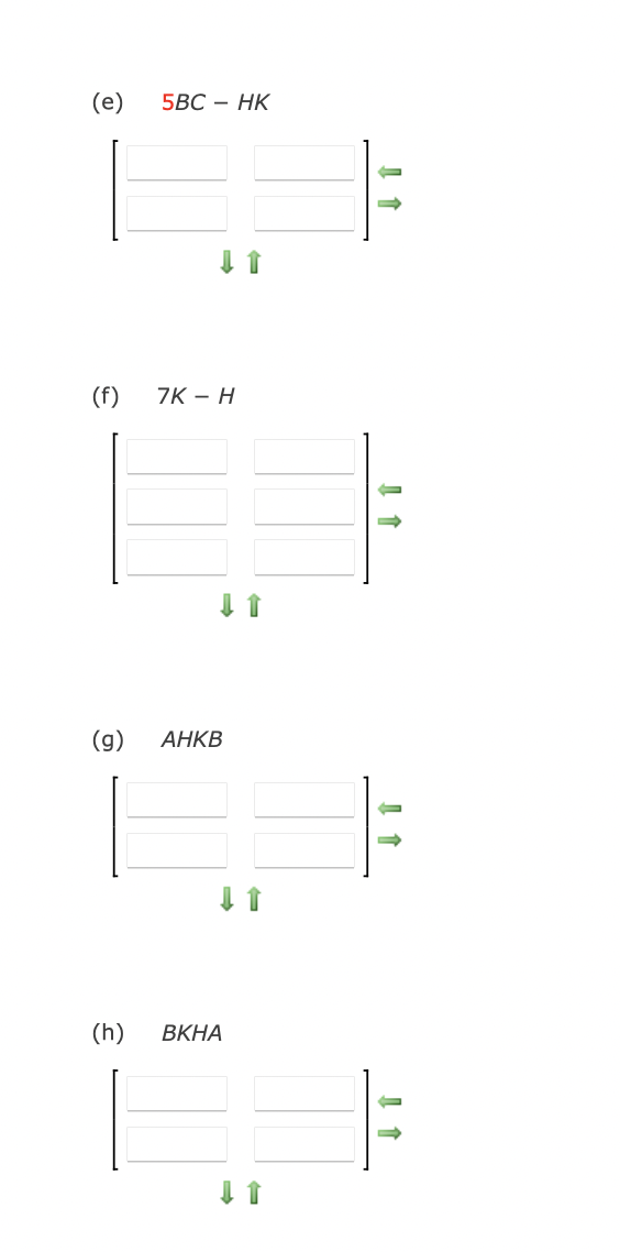 Solved Using the given matrices, calculate the quantities, | Chegg.com