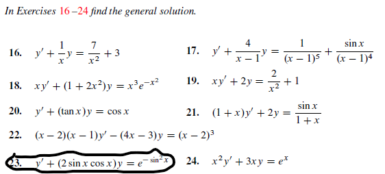 Solved In Exercises 16-24 find the general solution. sinx 1 | Chegg.com