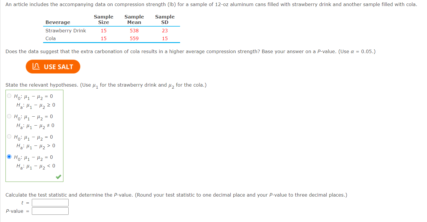 Solved An article includes the accompanying data on | Chegg.com