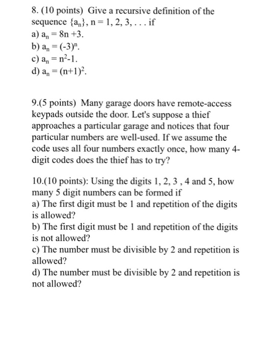 Solved 3. (10 points) List the first 8 pseudorandom numbers | Chegg.com