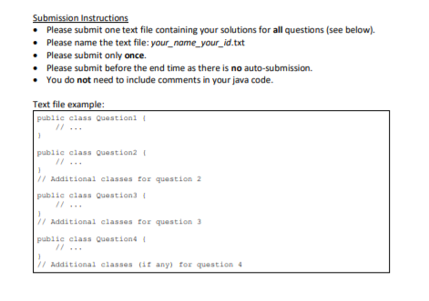 Solved Submission Instructions • Please submit one text file | Chegg.com
