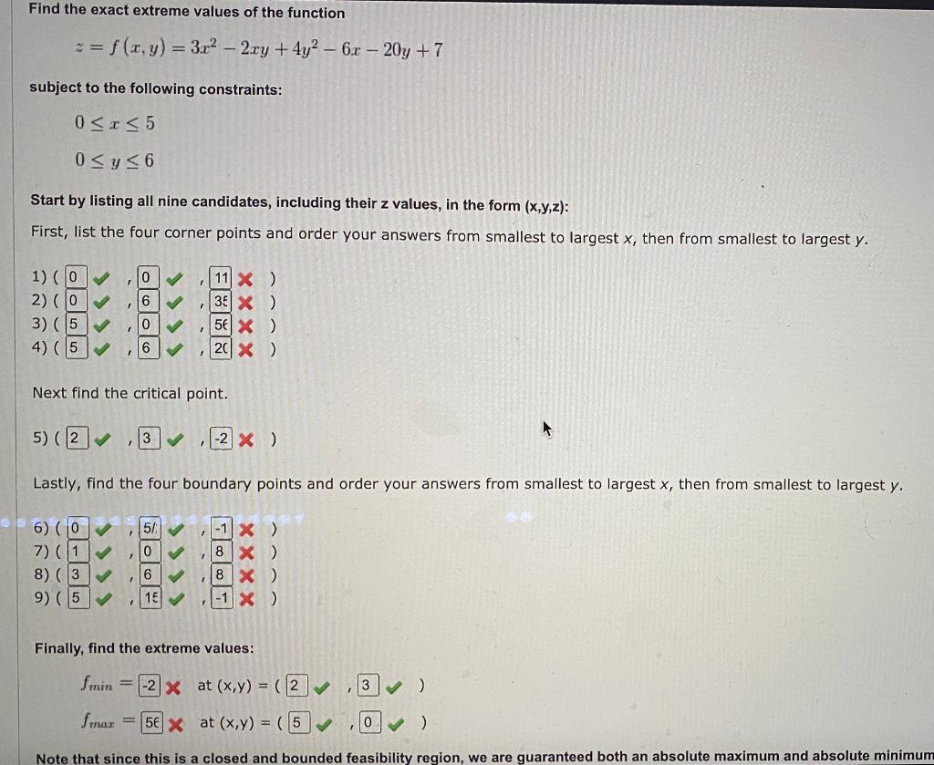 Solved Find the exact extreme values of the function == | Chegg.com