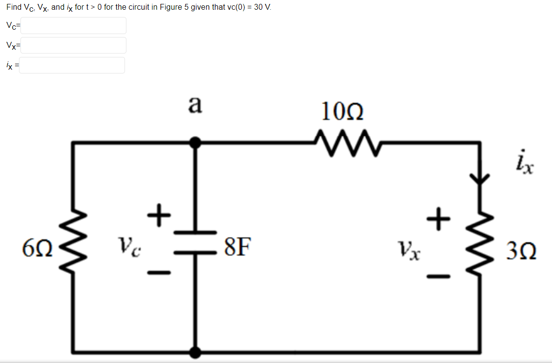 Solved Find VC,VX, and iX for t>0 for the circuit in Figure | Chegg.com