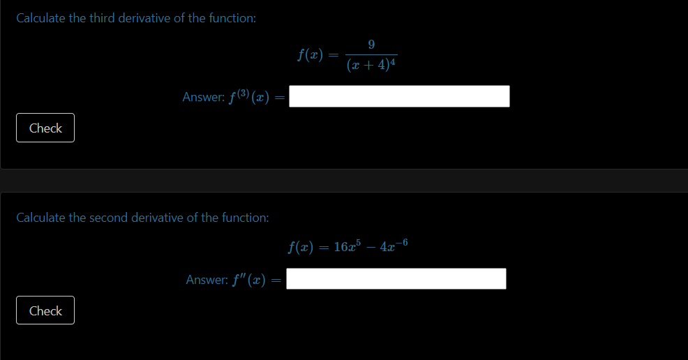Solved Calculate the third derivative of the function: | Chegg.com