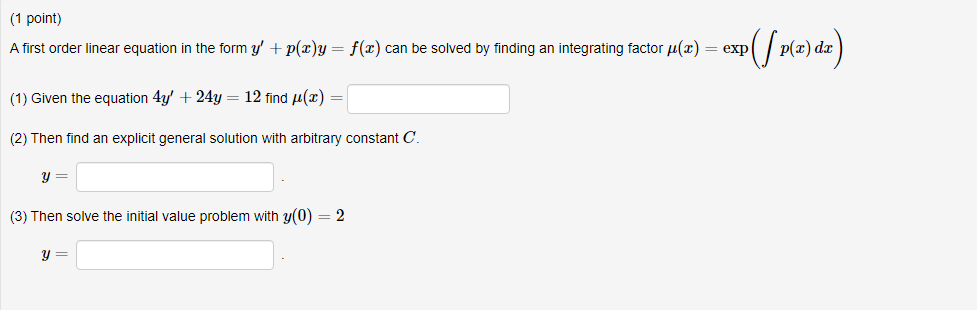 Solved A First Order Linear Equation In The Form