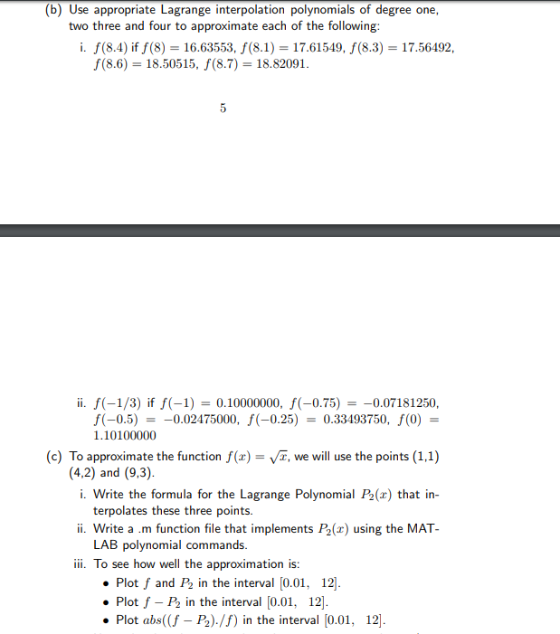 Solved %Lagrange Polynomial Algorithm by %Neville | Chegg.com