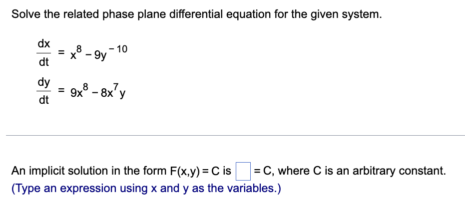 Solved Solve the related phase plane differential equation | Chegg.com