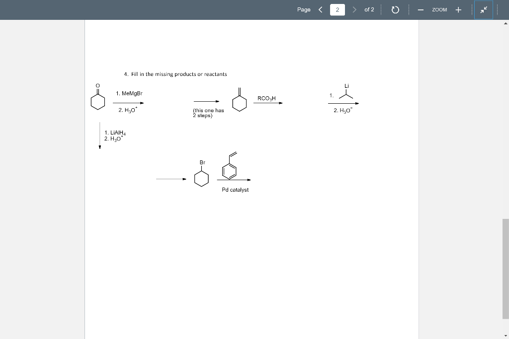 Solved 4. Fill in the missing products or reactants (this | Chegg.com