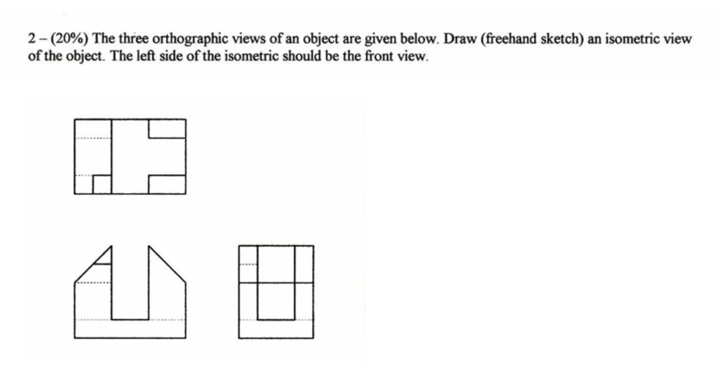 Solved 2-(20%) The three orthographic views of an object are | Chegg.com