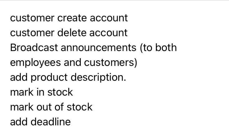 customer create account customer delete account | Chegg.com