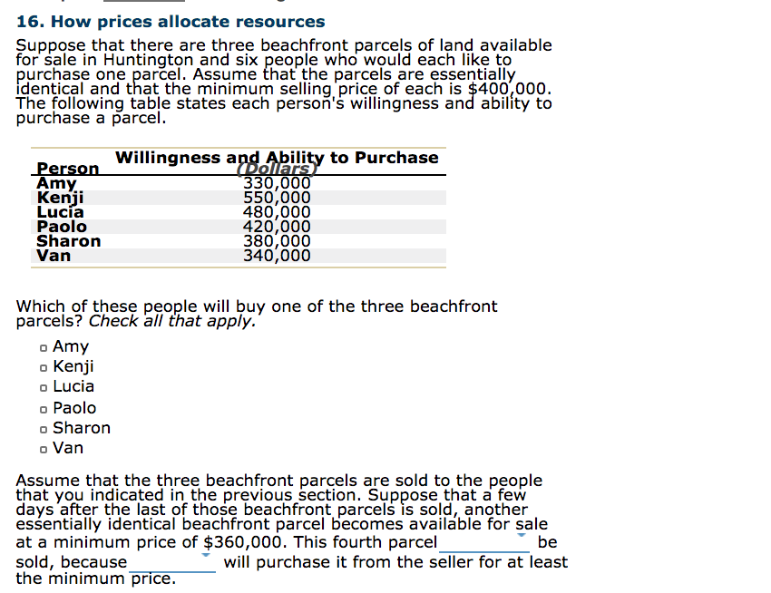 Solved 16. How prices allocate resources Suppose that there | Chegg.com