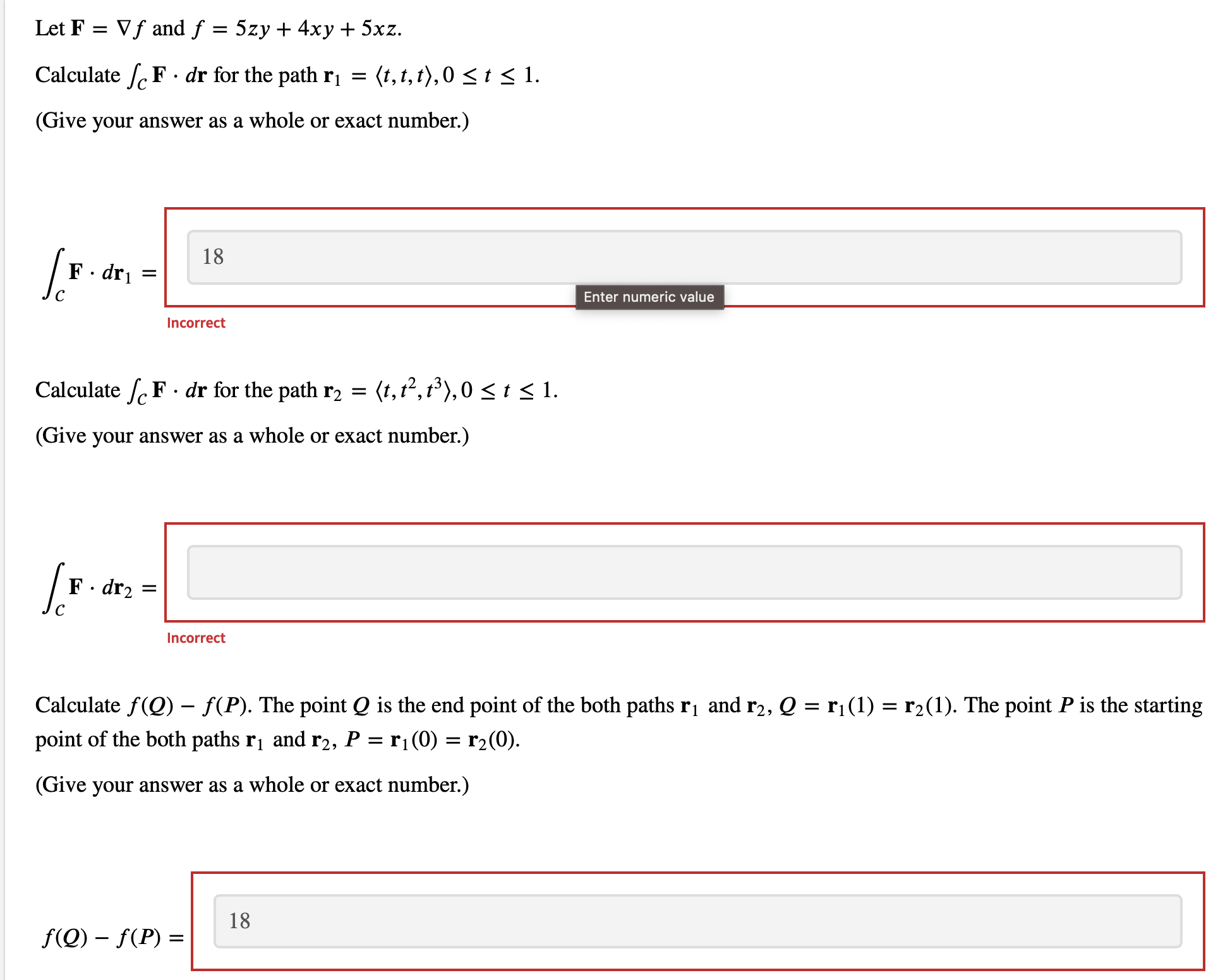 Solved Let F=∇f and f=5zy+4xy+5xz. Calculate ∫CF⋅dr for the | Chegg.com