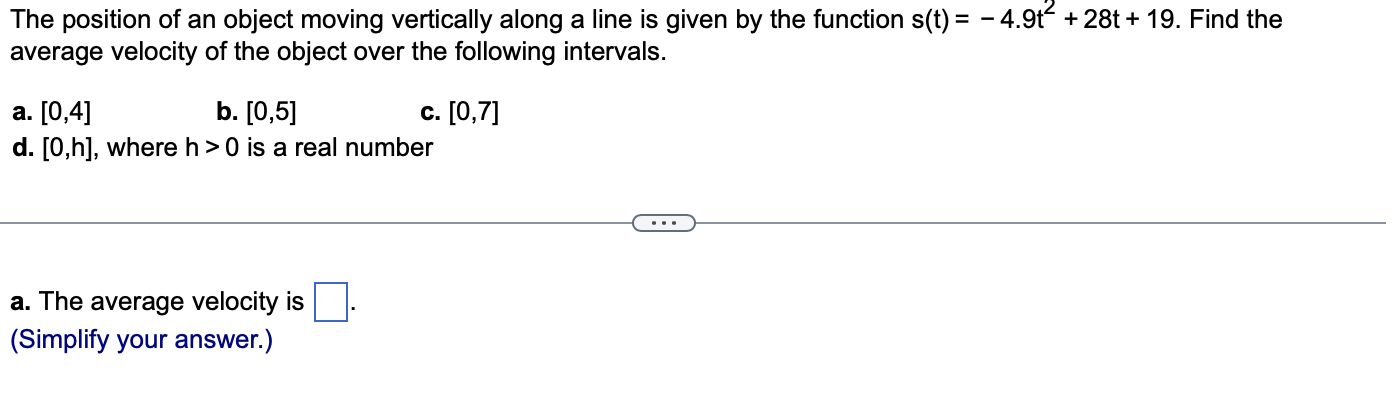 Solved The position of an object moving vertically along a | Chegg.com