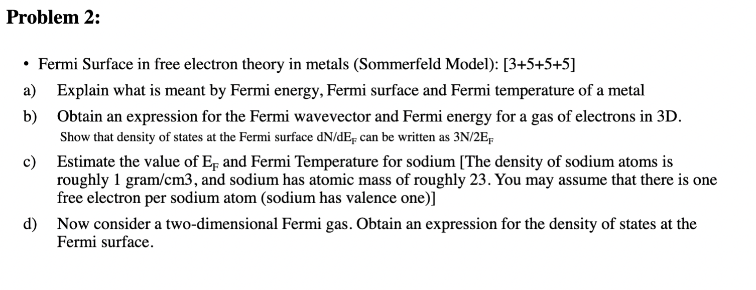 Solved - Fermi Surface in free electron theory in metals | Chegg.com
