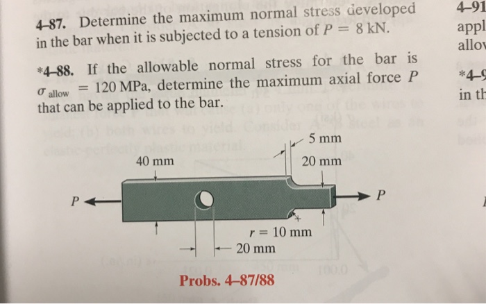 Solved 4-87. Determine the maximum normal stress developed | Chegg.com