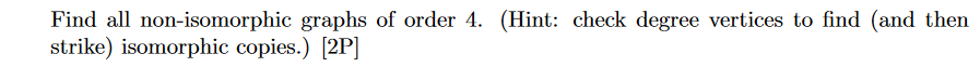 Solved Find all non-isomorphic graphs of order 4. (Hint: | Chegg.com