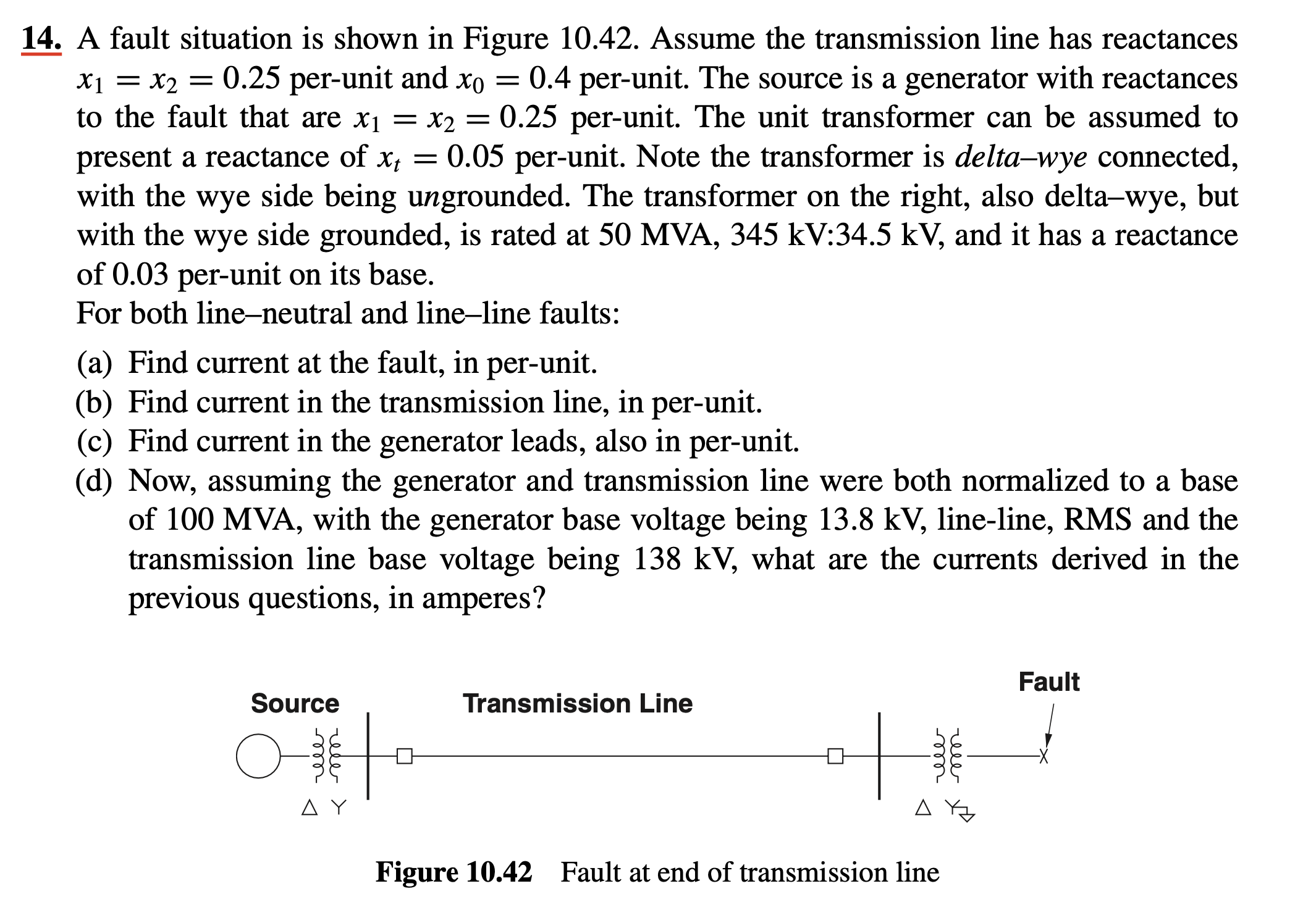 A fault situation is ﻿shown in ﻿Figure 10.42. ﻿Assume | Chegg.com
