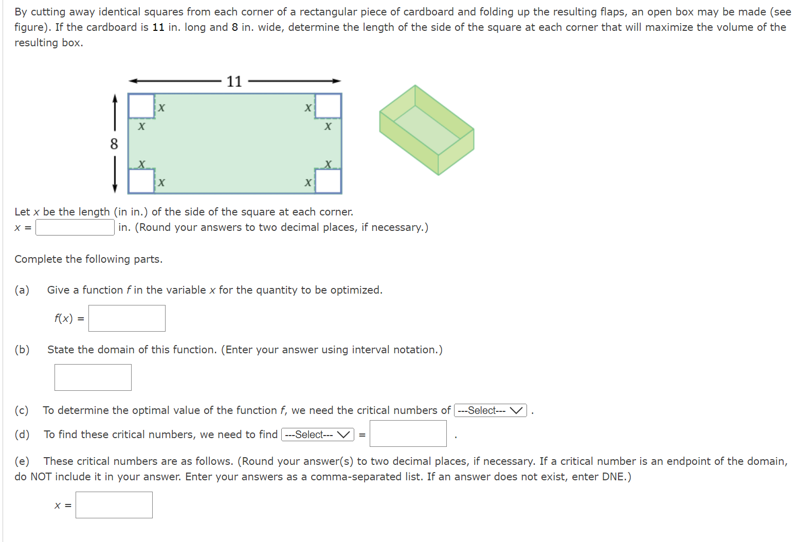 Solved By cutting away identical squares from each corner of | Chegg.com