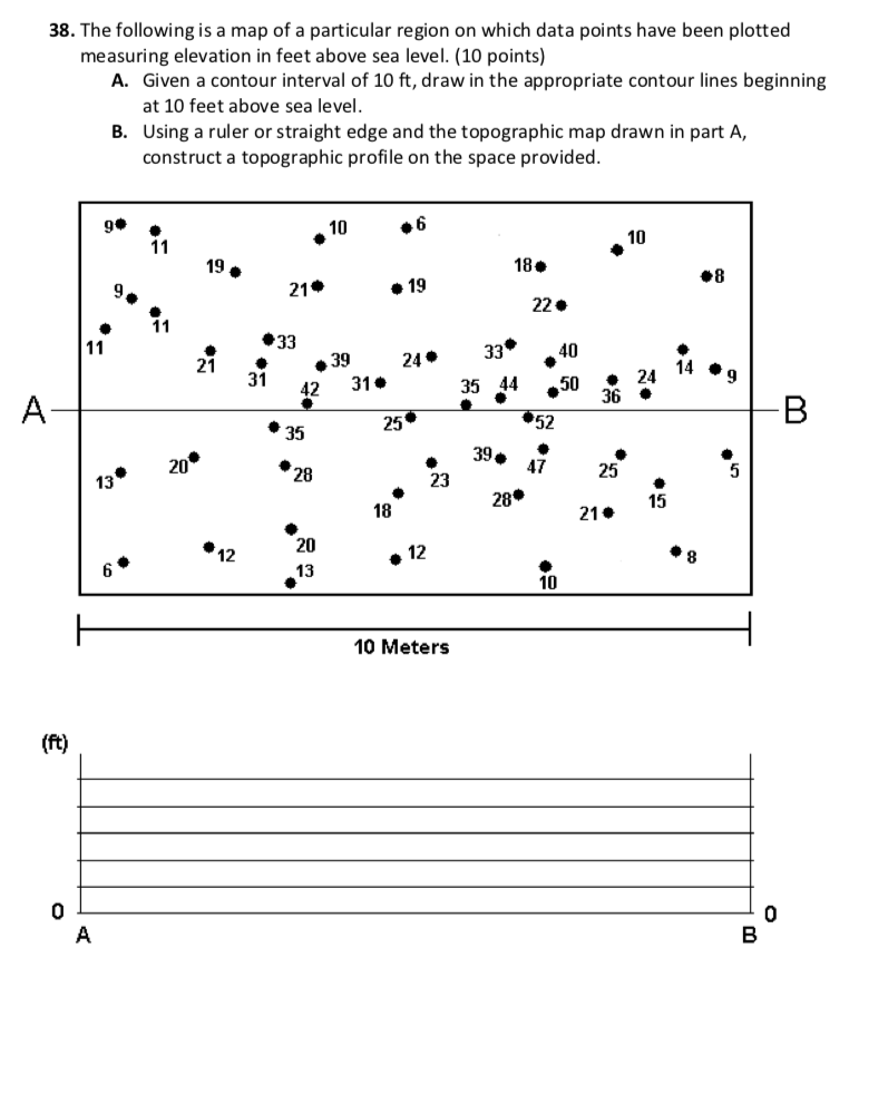 Solved 38. The following is a map of a particular region on | Chegg.com